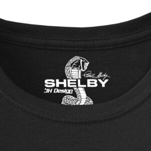 JH Design Men's Shelby Cobra T-Shirt Black Crew Neck Short Sleeve Shirt (Large, Black)