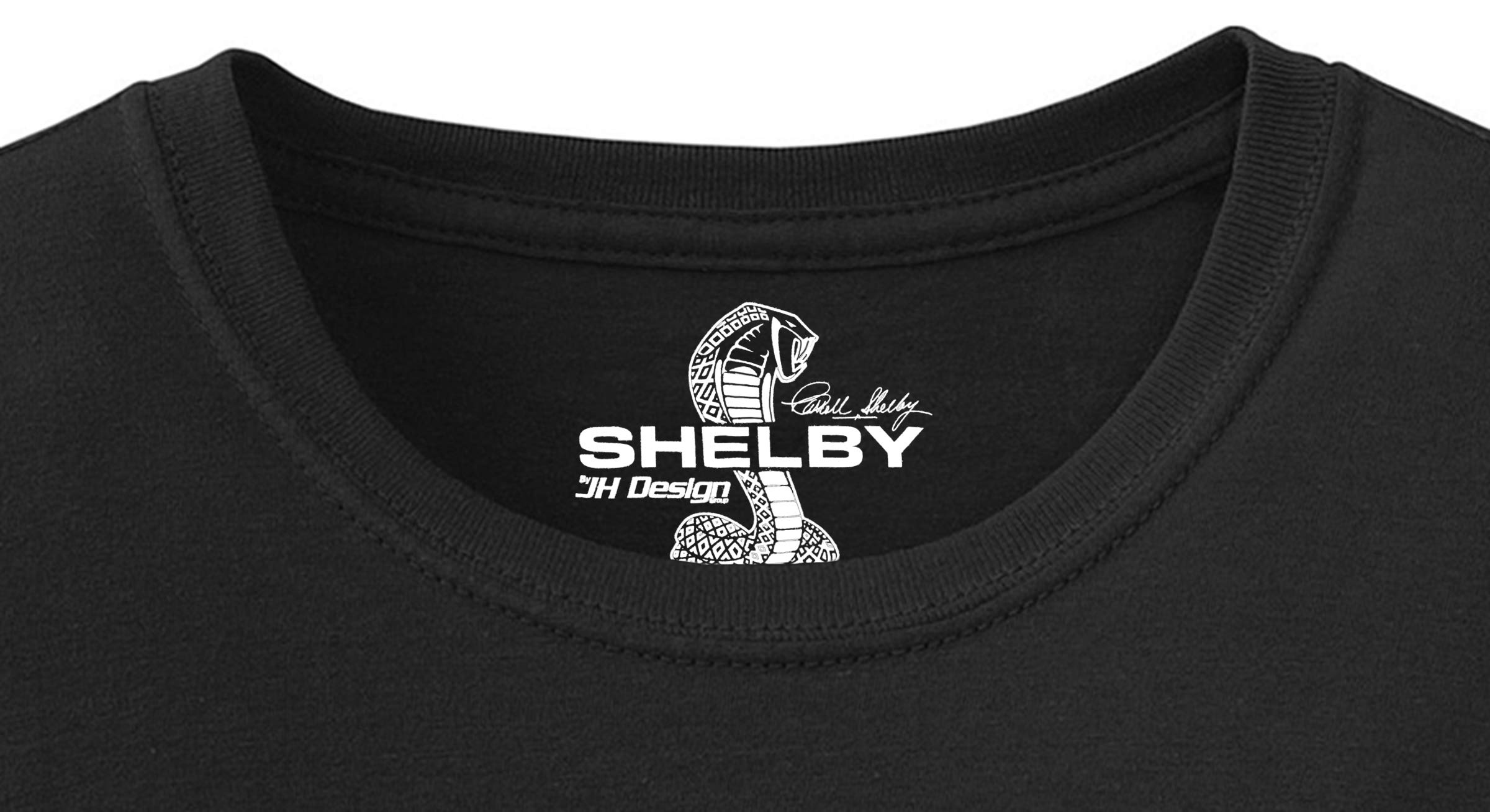 JH Design Men's Shelby Cobra T-Shirt Black Crew Neck Short Sleeve Shirt (Large, Black)