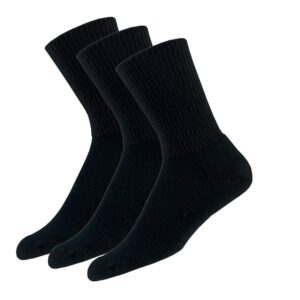 thorlos tx max cushion crew tennis socks, black (3 pairs), large