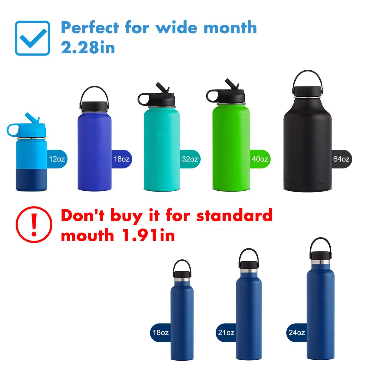 Spout Lid for Hydro Flask Wide Mouth Sport Water Bottles, Replacement Lid Accessories for Hydro Flask Chug lid with Big Handle Easy to Carry, Fits Most Wide Mouth Bottles