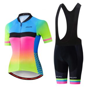 weimostar women's cycling jersey bib shorts black sets short sleeve road bike shirt breathable reflective green pink size xl