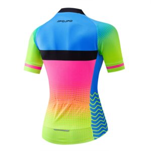 Weimostar Women's Cycling Jersey Bib Shorts Black Sets Short Sleeve Road Bike Shirt Breathable Reflective Green Pink Size XL