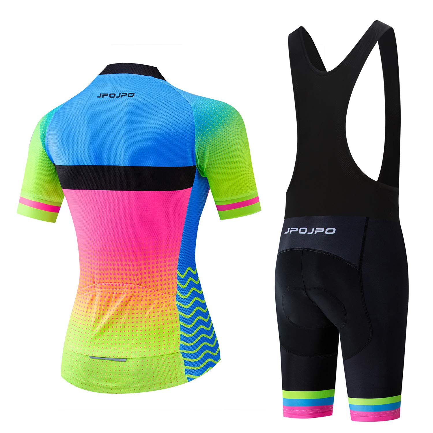 Weimostar Women's Cycling Jersey Bib Shorts Black Sets Short Sleeve Road Bike Shirt Breathable Reflective Green Pink Size XL