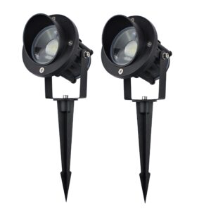 j.lumi gbs9809 led outdoor spotlight with stake, 9w 120vac, 5000k daylight white, metal stake, flag light, landscape spotlight, ul-listed cord with plug, not dimmable (pack of 2)