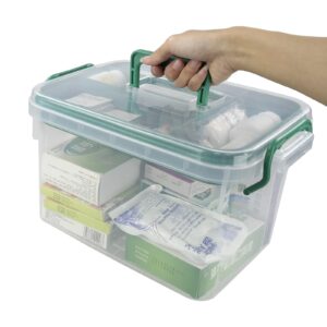 Qskely 1-Pack Clear Storage Box Container, Family First Aid Box Medicine Box Organizer