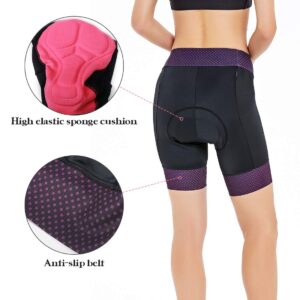 CATENA Women's Bike Shorts 3D Padded Cycling Short Pants for MTB Road Bicycle Multi Color (Purple, Large)