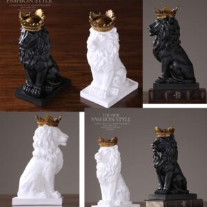 H&W 15''H Lion King Statue, Nordic Style Home and Study Decoration, Collectible Figurines, Best Gift for The Man, Black (HH16-D1)