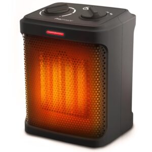 pro breeze space heater – 1500w portable electric heater for indoor use, ceramic heater with adjustable thermostat, small heater for home, bedroom, office, garage with 3 operating modes - black