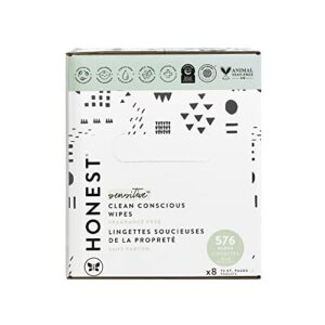 The Honest Company Clean Conscious Unscented Wipes | Over 99% Water, Compostable, Plant-Based, Baby Wipes | Hypoallergenic for Sensitive Skin, EWG Verified | Pattern Play, 576 Count