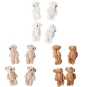 cheeseandu 12pcs 6cm plush small joint teddy bear bulk stuffed animal toys wedding gift box doll toy for birthday cake wedding decorations party favors supplies bag diy accessory,white&beige&brown