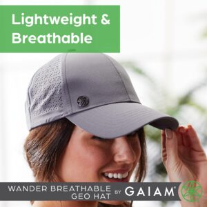 Gaiam Wander Breathable Geo Black Hat - Cute Women's Baseball Hat for Summer, Lightweight, Adjustable Strap, Moisture-Absorbing Sweatband for Running & Hiking, 6-Panel Ball Cap for Women, Black