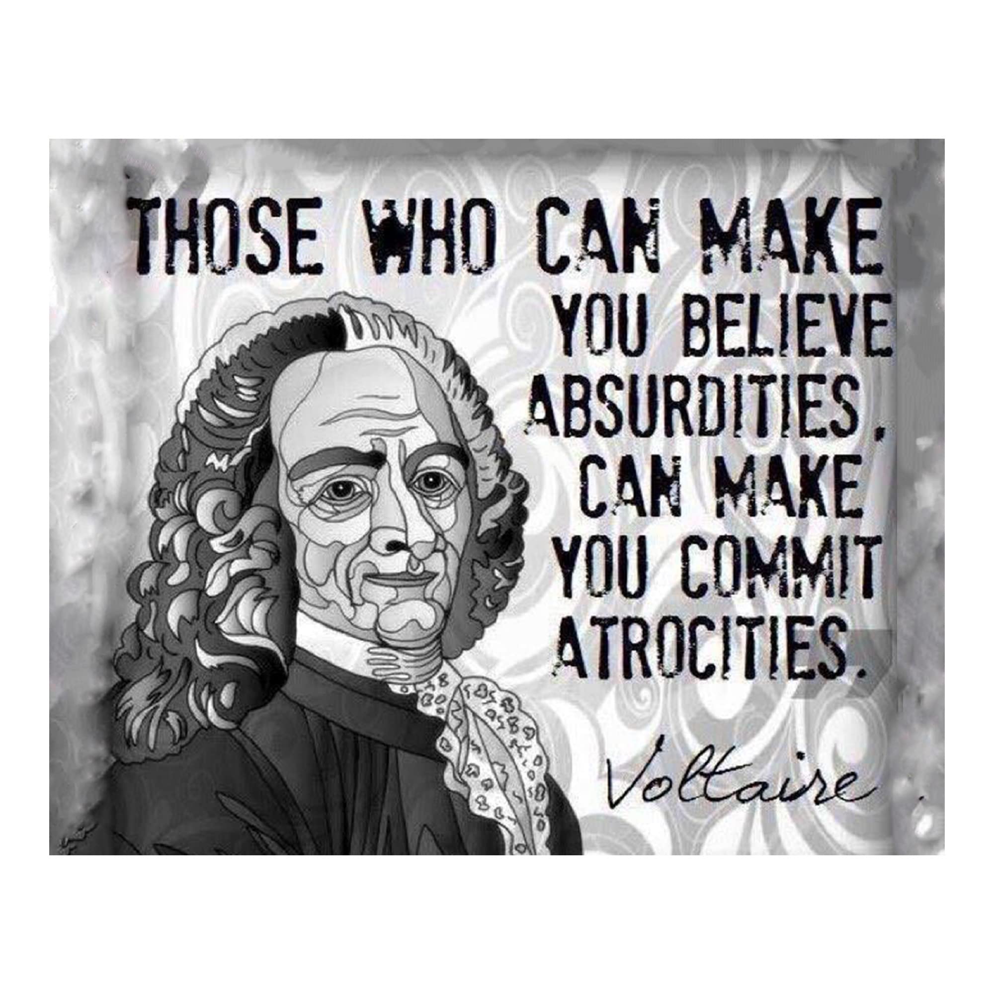 Voltaire Quote- Believe Absurdities- Inspirational Wall Art Print- This Abstract Wall Decor Print Makes Ideal For Living Room Decor, Office, Classroom & Perfect Gift for Thinkers, Unframed - 10x8”