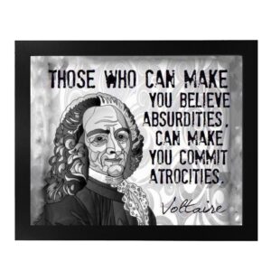 Voltaire Quote- Believe Absurdities- Inspirational Wall Art Print- This Abstract Wall Decor Print Makes Ideal For Living Room Decor, Office, Classroom & Perfect Gift for Thinkers, Unframed - 10x8”