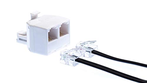 THE CIMPLE CO Duplex Jack Phone Wall Adapter - 1 Pack, White - 2-Way Phone Splitter (2 Lines) Wall Jack Phone RJ11 Adapter