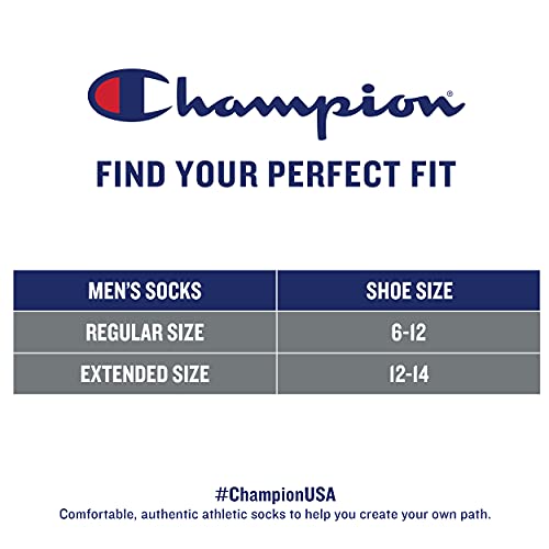 Champion Men's Double Dry Moisture Wicking Crew Socks 6, 8, 12 Packs Availabe, White/Grey/Black-6 Pack, 6-12