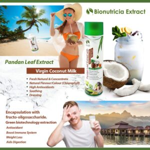 2 Bottles of Pandan Leaf Extract With Virgin Coconut Milk Concentrate (1000g) ,Natural Color Chlorophyll, Fresh Vanilla of the East, Natural Asian Gourmet Baking Ingredient