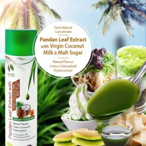 2 Bottles of Pandan Leaf Extract With Virgin Coconut Milk Concentrate (1000g) ,Natural Color Chlorophyll, Fresh Vanilla of the East, Natural Asian Gourmet Baking Ingredient