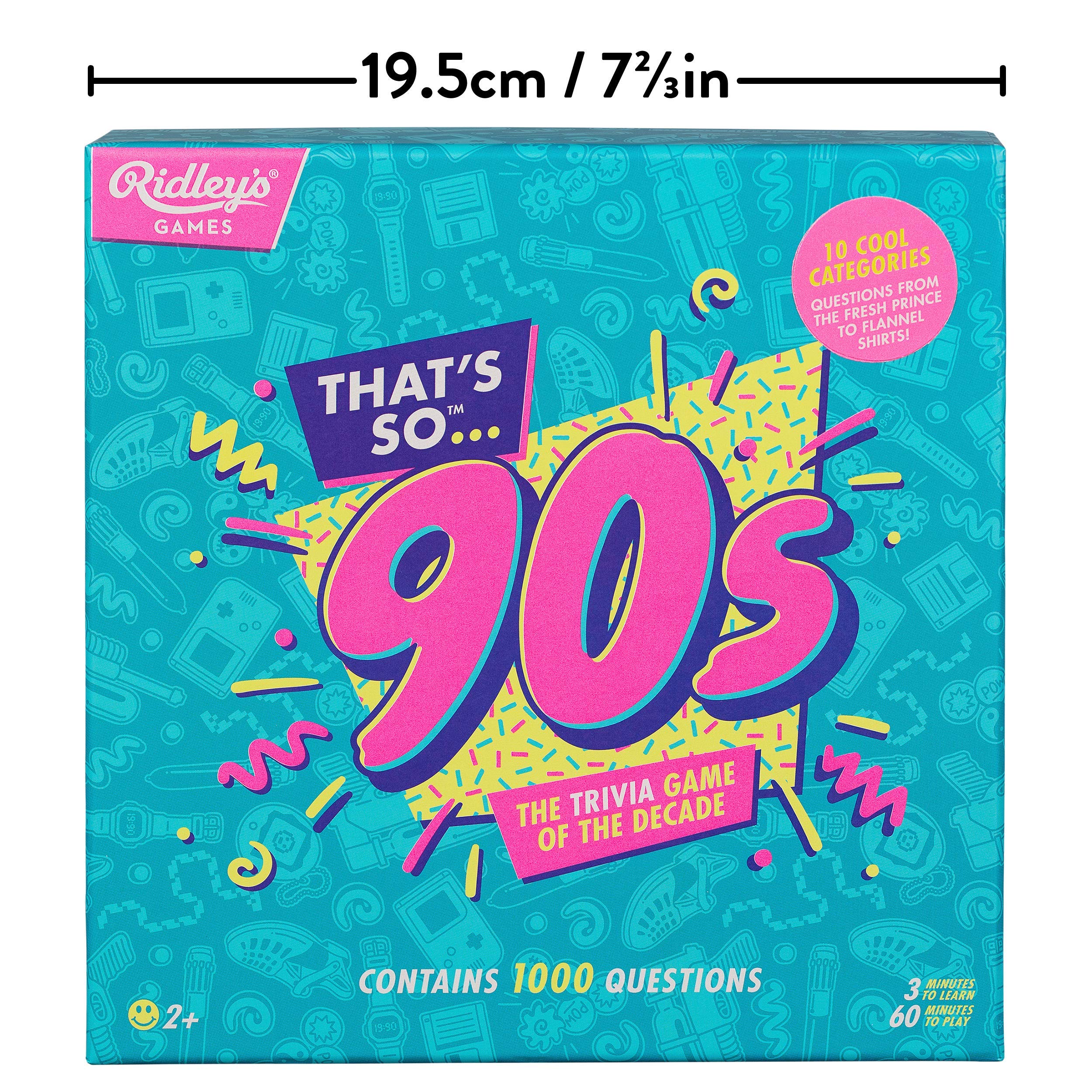 Ridley’s That’s So 90’s Trivia Card Game – Quiz Game for Kids and Adults – 2+ Players – Includes 1,000 Unique Questions – Fun Family Game – Makes a Great Gift