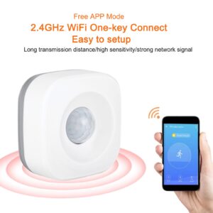 PIR Motion Sensor Smart Home Security Burglar Alarm 2.4GHz Motion Detection Sensor Real-time Monitoring Day or Night Support Free APP Mode & Emergency Alert Push