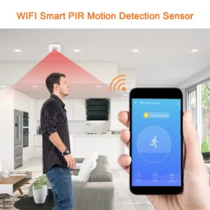 PIR Motion Sensor Smart Home Security Burglar Alarm 2.4GHz Motion Detection Sensor Real-time Monitoring Day or Night Support Free APP Mode & Emergency Alert Push