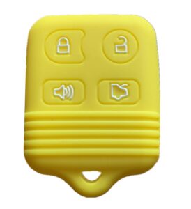 rpkey silicone keyless entry remote control key fob cover case protector replacement fit for ford mustang edge escape expedition explorer focus escort lincoln mercury cwtwb1u331 gq43vt11t(yellow)