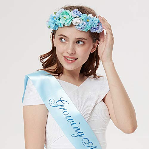 "Growing a Prince" Sash & Flower Crown Kit - Baby Shower Sash Prince Baby Boy Shower Baby Sprinkle (Blue)