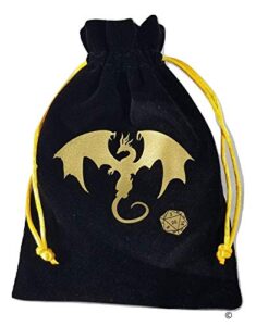 bd innovation electronics black dragon velvet drawstring dice bag with gold satin interior