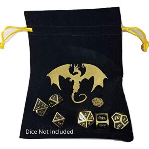 BD INNOVATION ELECTRONICS Black Dragon Velvet Drawstring Dice Bag with Gold Satin Interior