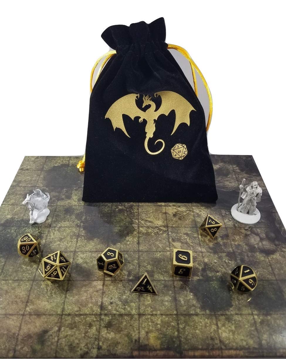 BD INNOVATION ELECTRONICS Black Dragon Velvet Drawstring Dice Bag with Gold Satin Interior