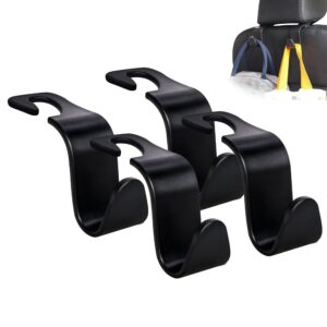 amooca car seat headrest hook 4 pack hanger storage organizer universal for handbag purse coat fit universal vehicle car black s type