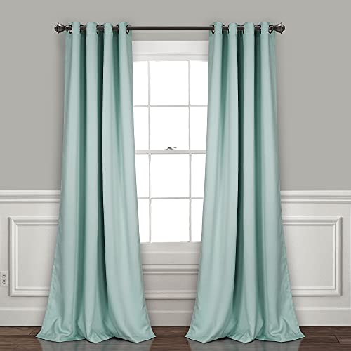 Lush Decor Insulated Grommet Blackout Window Curtain Panels, Pair, 52" W x 120" L, Blue - Classic Modern Design - 120 Inch Curtains - Extra Long Curtains For Living Room, Bedroom, Or Dining Room