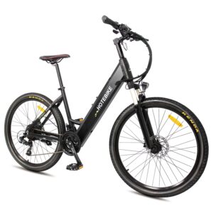 hotebike electric bike for adults with 350w motor 36v 10ah removable battery 26" ebike cruiser electric bicycle step-thru commuter bike 21 speed & front suspension