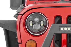 rough country led headlights 7" round for 2007-2018 jeep wrangler jk - rch5000