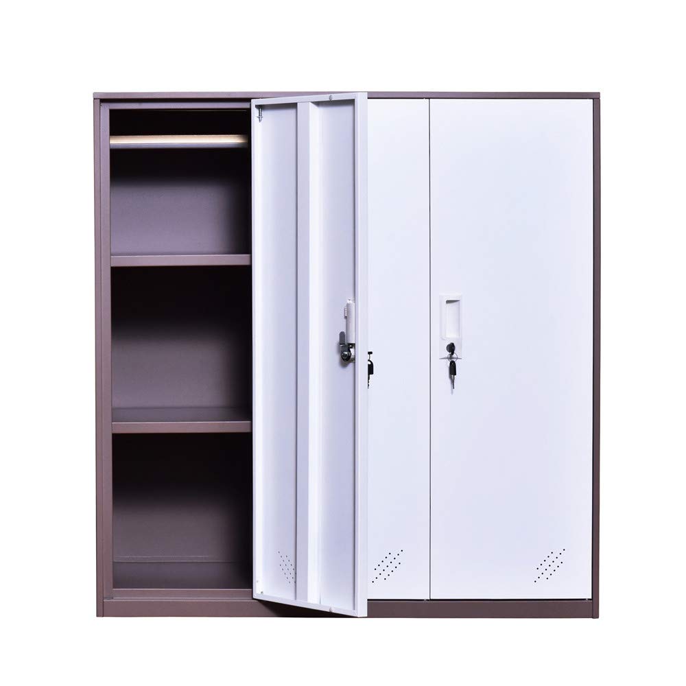 3 Door Small Bedroom Furniture,Metal Locker with Cloth Rail and Shelf,Kids Living Room Locker,Storage lockers for Office (3D)