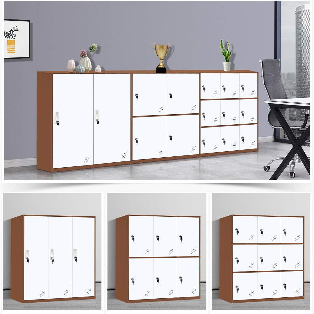 3 Door Small Bedroom Furniture,Metal Locker with Cloth Rail and Shelf,Kids Living Room Locker,Storage lockers for Office (3D)