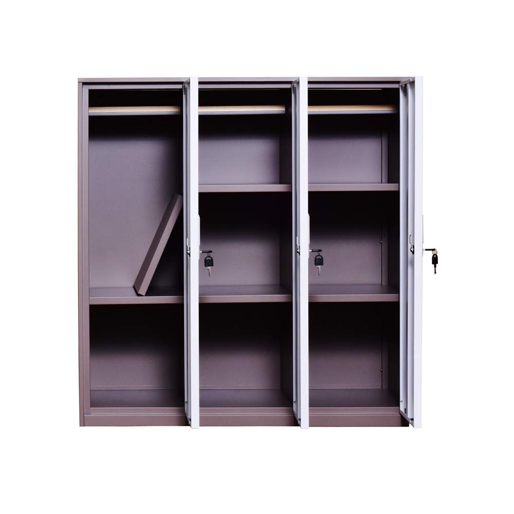 3 Door Small Bedroom Furniture,Metal Locker with Cloth Rail and Shelf,Kids Living Room Locker,Storage lockers for Office (3D)