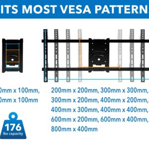 Mount-It! Long Extension TV Mount, Dual Arm Full Motion Wall Bracket with 36 inch Extended Articulating Arm, Fits Screen Sizes 50 55 60 65 70 75 80 85 90 Inch, VESA 800x400mm Compatible, 176 lb