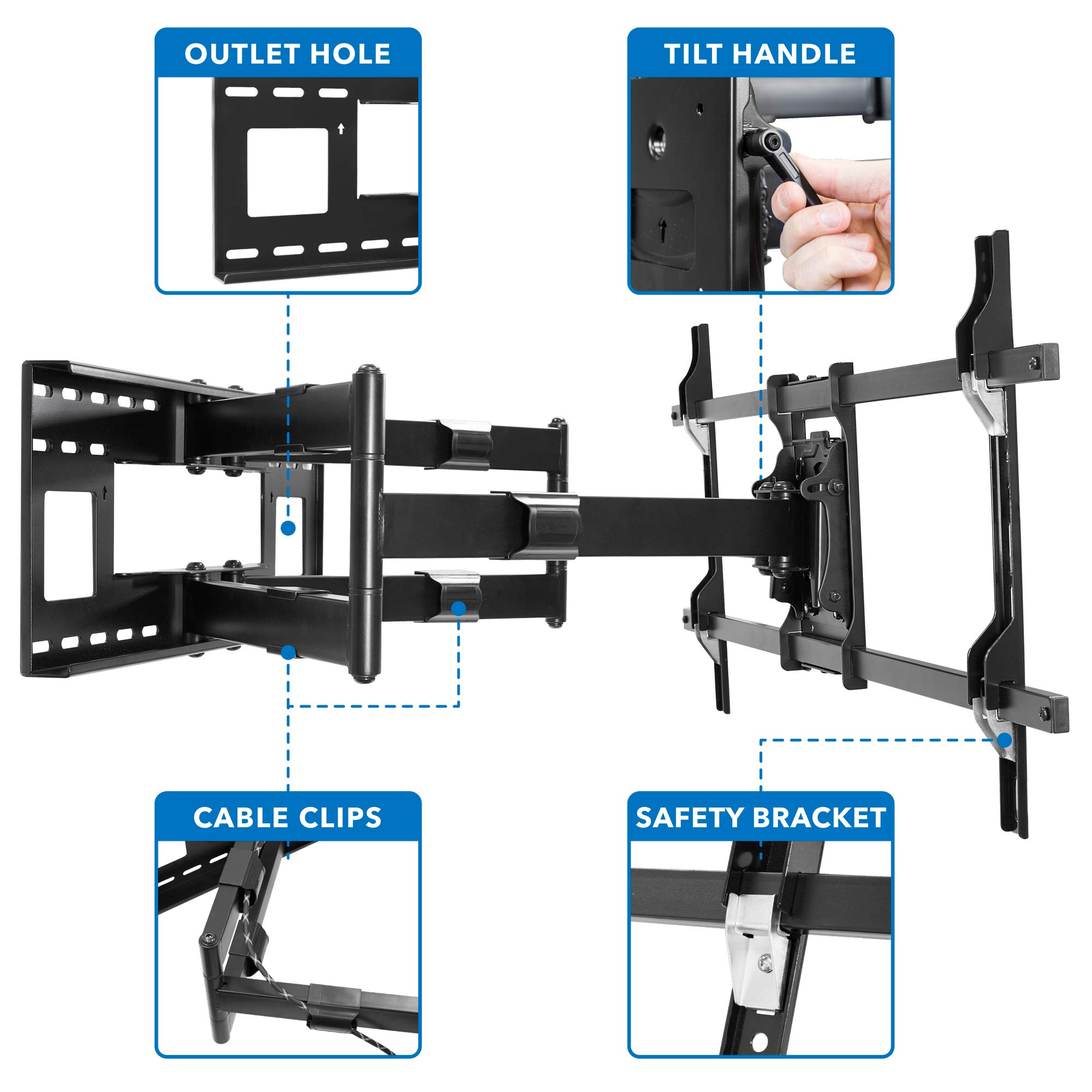 Mount-It! Long Extension TV Mount, Dual Arm Full Motion Wall Bracket with 36 inch Extended Articulating Arm, Fits Screen Sizes 50 55 60 65 70 75 80 85 90 Inch, VESA 800x400mm Compatible, 176 lb