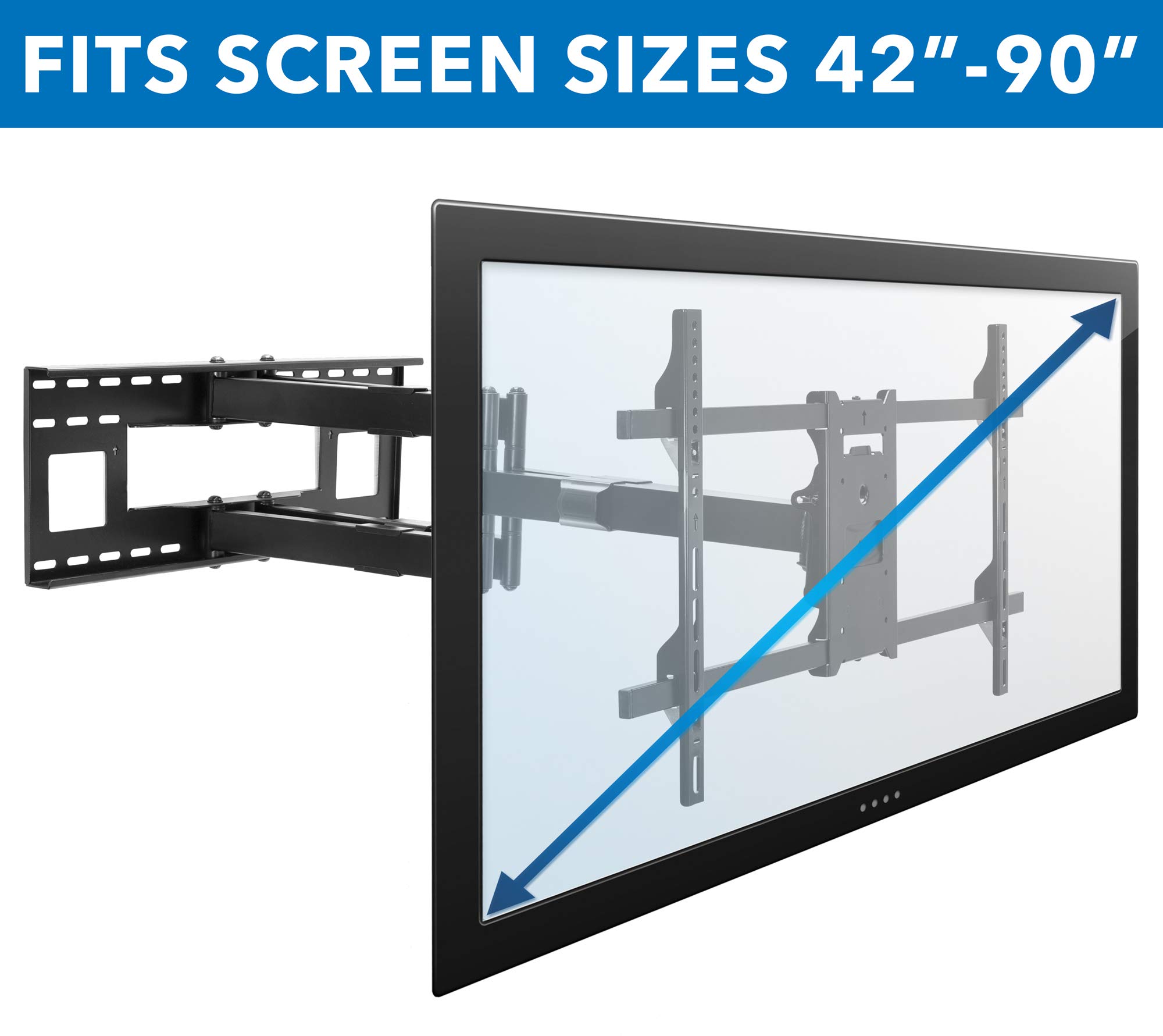 Mount-It! Long Extension TV Mount, Dual Arm Full Motion Wall Bracket with 36 inch Extended Articulating Arm, Fits Screen Sizes 50 55 60 65 70 75 80 85 90 Inch, VESA 800x400mm Compatible, 176 lb