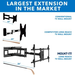 Mount-It! Long Extension TV Mount, Dual Arm Full Motion Wall Bracket with 36 inch Extended Articulating Arm, Fits Screen Sizes 50 55 60 65 70 75 80 85 90 Inch, VESA 800x400mm Compatible, 176 lb