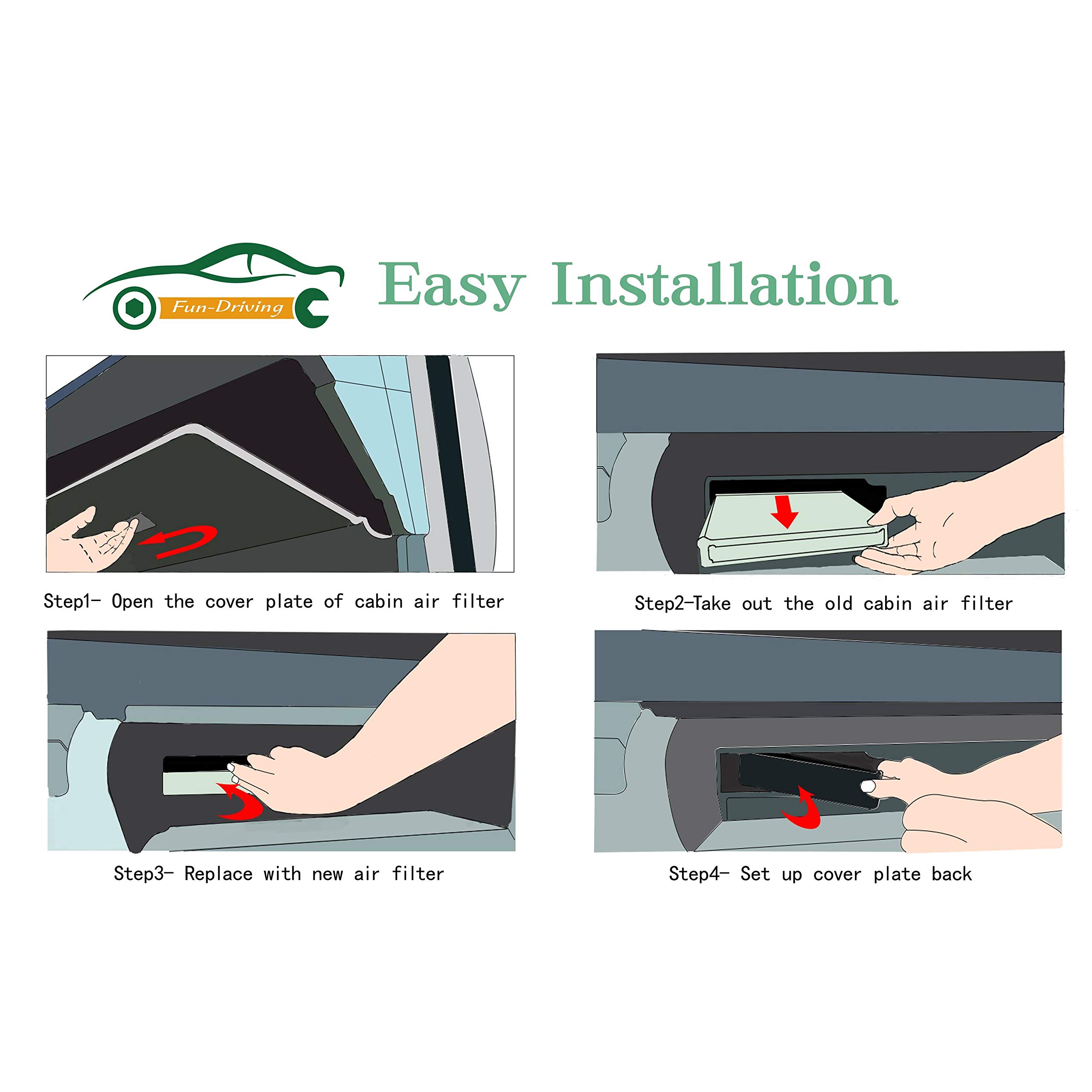 FUN-DRIVING 3 Pack FD182 Cabin air filter for Civic,CR-V,CR-Z,Fit,HR-V,Insight,Replace CF11182,CP182,80292-TF0-G01