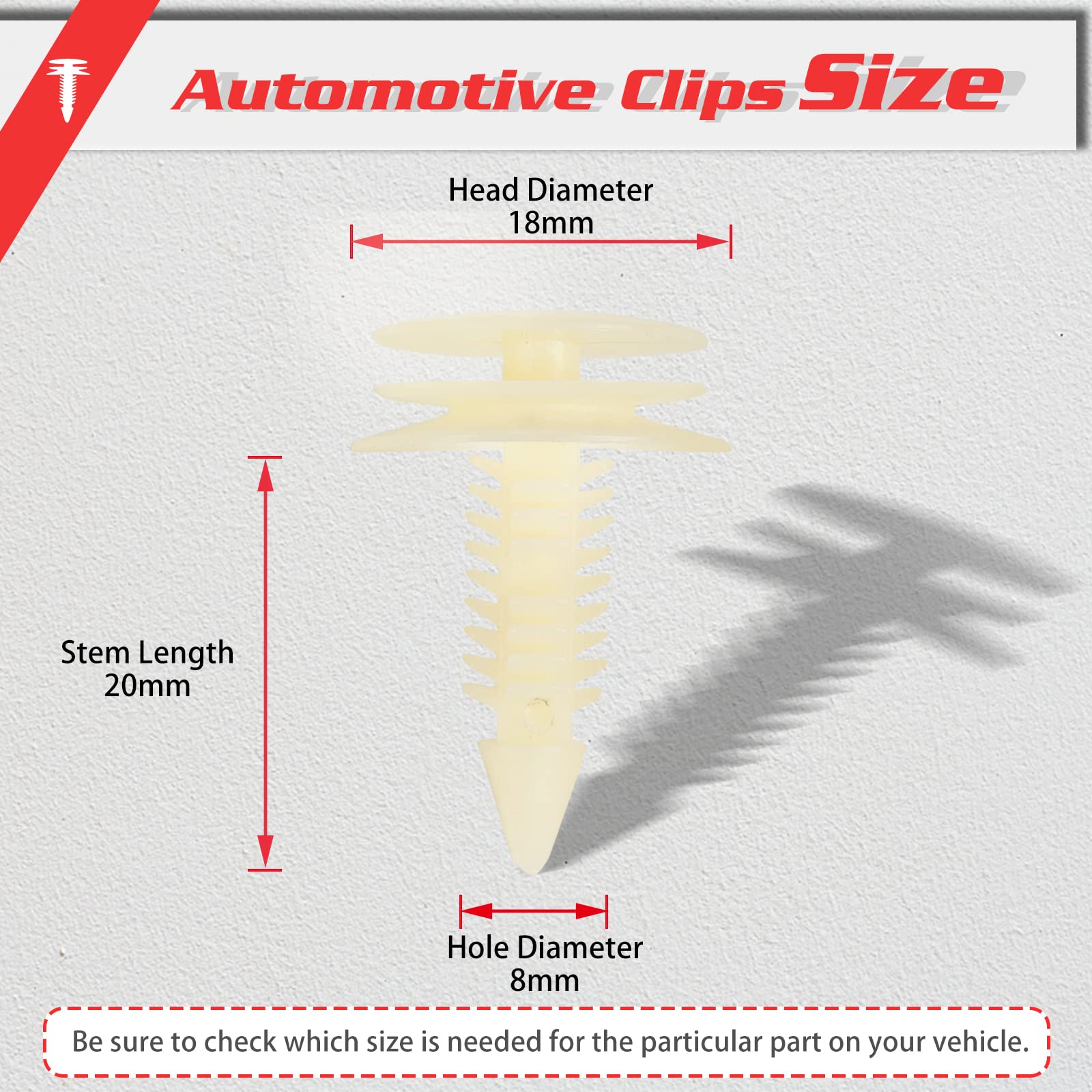 OTUAYAUTO 94-99 S10 50PCS Front Door Trim Panel Retainer Clips, Replaces GM: 10153057 Replacement for Chevy Buick GMC - Car Fasteners Clips for GM 8mm Hole