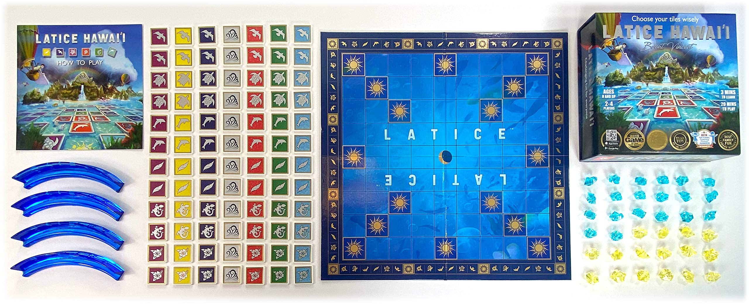 Latice Hawaii Strategy Board Game - The Multi-Award-Winning Smart New Family Board Game For 2 Players, Intelligent Fun for Creative People.