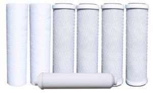 cfs – 7 pack replacement annual pack water filter kit includes carbon block, polypropylene sediment, & inline cartridges compatible with wprl-58, wp500024, 500024 models – removes bad taste & odor