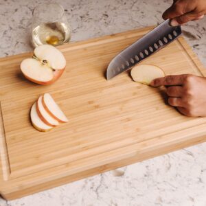 Reversible Cutting Board for Kitchen - a combo of EXTRA THICK multipurpose large chopping board (17 x 11.8 x 1.6) ; this butcher block makes great house warming presents and kitchen accessories