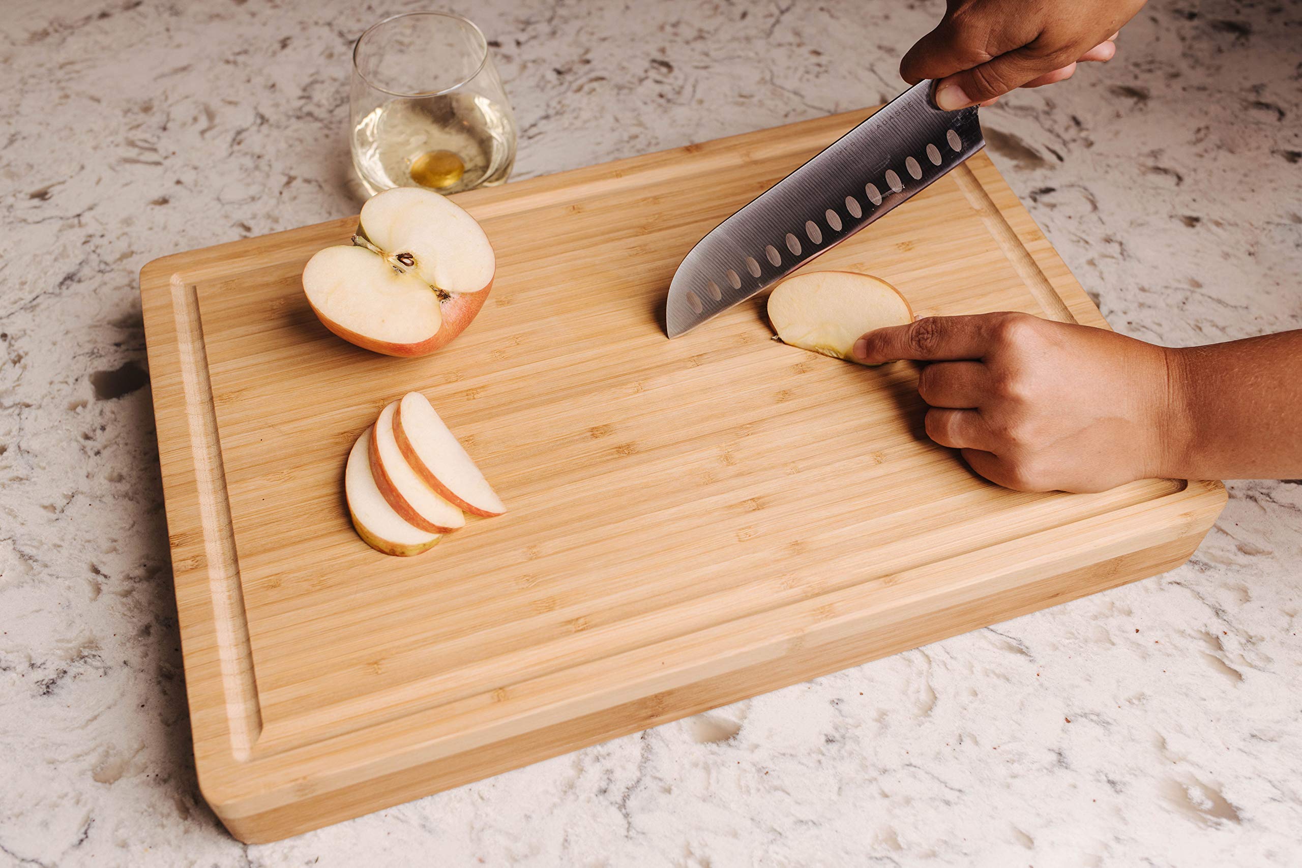 Reversible Cutting Board for Kitchen - a combo of EXTRA THICK multipurpose large chopping board (17 x 11.8 x 1.6) ; this butcher block makes great house warming presents and kitchen accessories