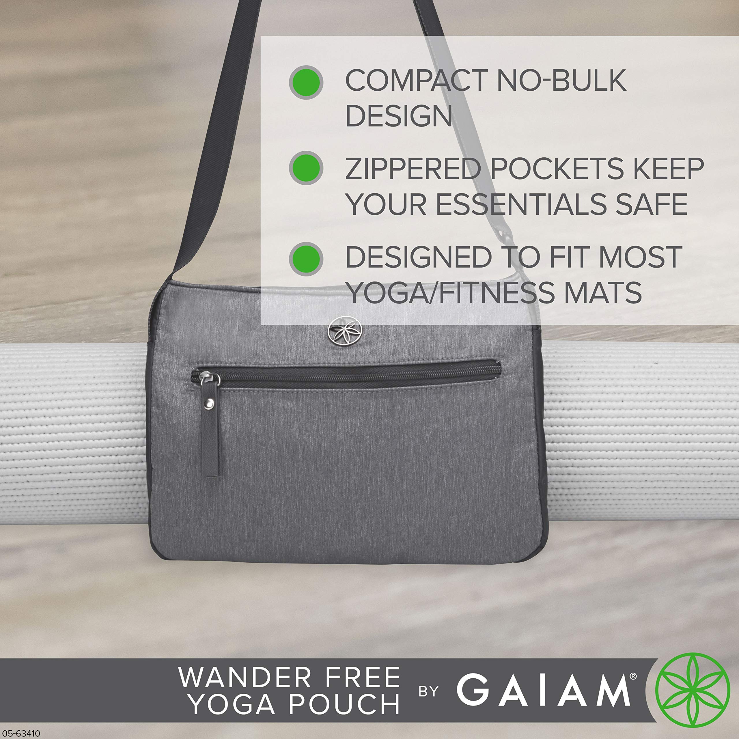 Gaiam Yoga Mat Bag - Wander Free Yoga Mat Carrier Pouch Tote | Adjustable Shoulder Sling Carrying Strap | Two Zippered Pockets, Easy-Clean Liner | Fits Most Size Yoga, Pilates, Fitness Exercise Mats