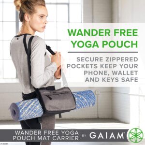 Gaiam Yoga Mat Bag - Wander Free Yoga Mat Carrier Pouch Tote | Adjustable Shoulder Sling Carrying Strap | Two Zippered Pockets, Easy-Clean Liner | Fits Most Size Yoga, Pilates, Fitness Exercise Mats