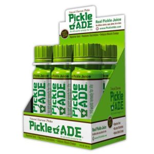 pickleade - 100% fermented pickle juice in a 3oz bottle. • replaces electrolytes • reduces muscle cramps