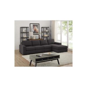 lilola home dunlin sofa with reversible chaise in dark gray linen